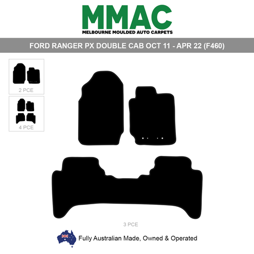 CAR MATS TO SUIT (F460) FORD RANGER PX DOUBLE CAB OCTOBER 2011 - APRIL ...