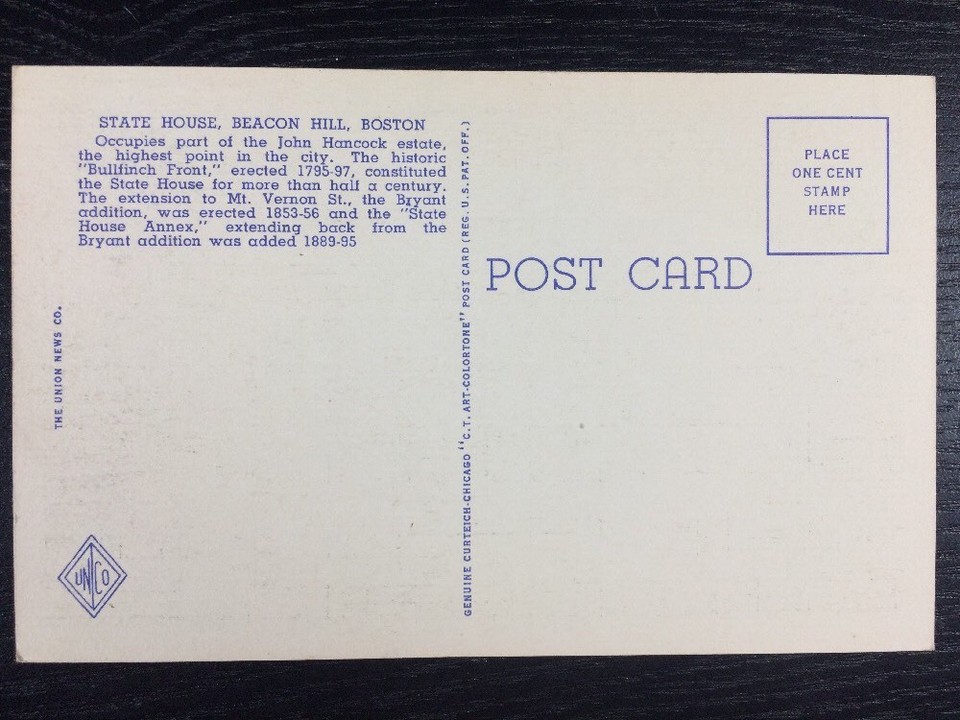 State House and Beacon Hill in Boston, Massachusetts Linen Postcard ...