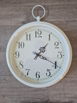 Homebase- beige round wall clock. Slightly used. | eBay UK