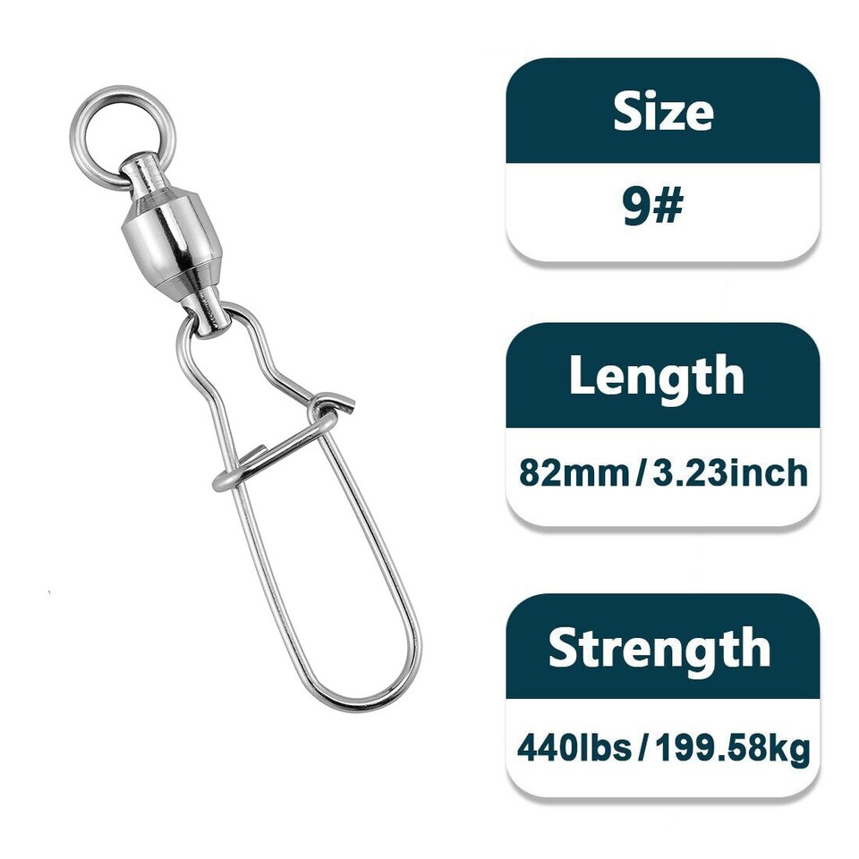 20~100Pcs Ball Bearing Snap Swivels with Crane Duo Lock Snap Tackle 18LB~500LB | eBay