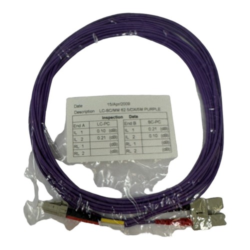 FIBER OPTIC CABLE LC-SC/MM 62.5/DX/5M PURPLE END A .10/.21dB END B .21 ...