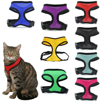 Cat Harness Adjustable Kitten Restraint Outdoor Mesh Breathable Stop ...
