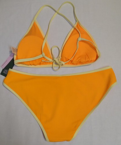 Women's 2 Piece Bikini Triangle Top Low Rise Bottom Size XL Orange ...
