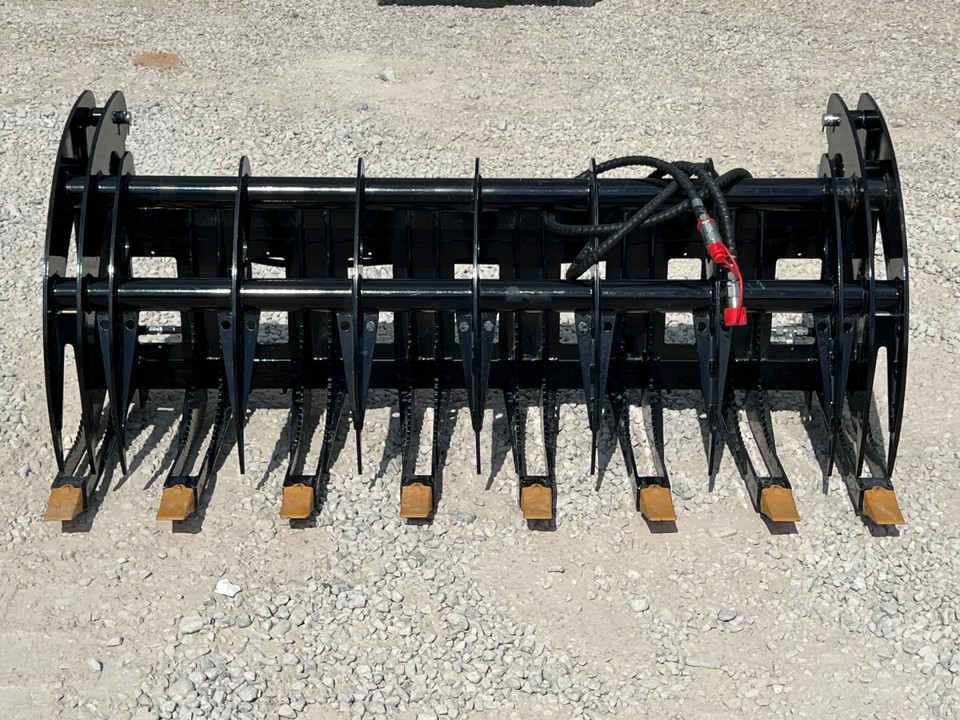 72" Root Rake Clam Grapple With Teeth Attachment Fits Skid Steer Quick ...