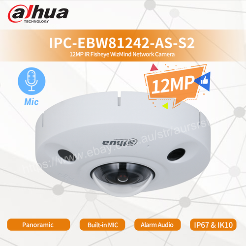 IPC-EBW81242-AS-S2 12MP Panoramic Two-way Audio Fisheye Camera POE IP67 | eBay Australia