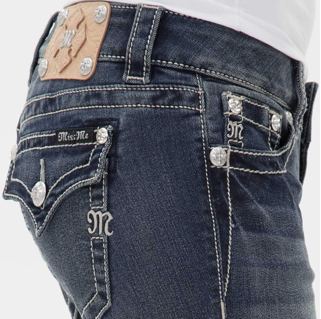 MISS ME blue denim flap pocket FLARE stretch JE8300F2R womens jeans ...