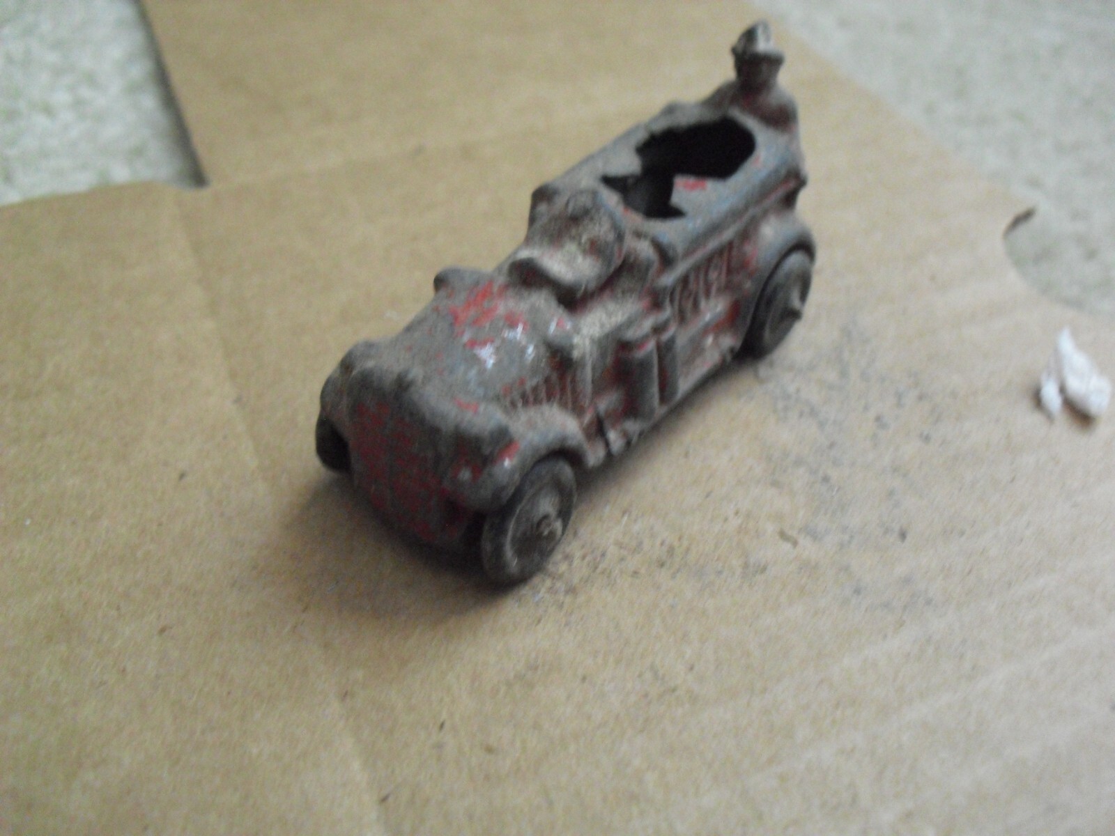 Vintage 1930s Slush Metal Red Fire Truck TLC or Parts 2 3/8" Long | eBay