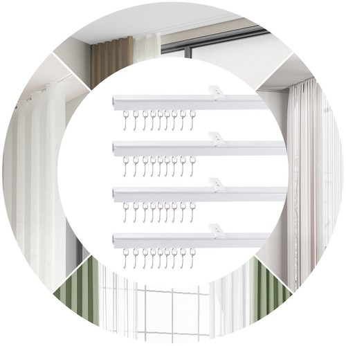 Curtain Track w/ Hooks 9ft-12ft Aluminium Ceiling Mount Curtain Tracks ...