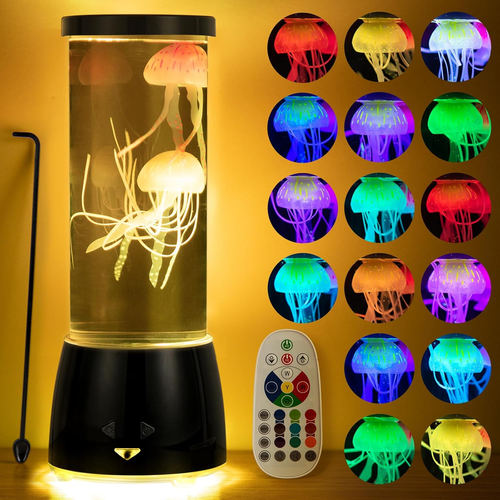 Jellyfish Lamp - Jelly Fish Mood Lamp 16 Colorful Changing with 4 Light ...