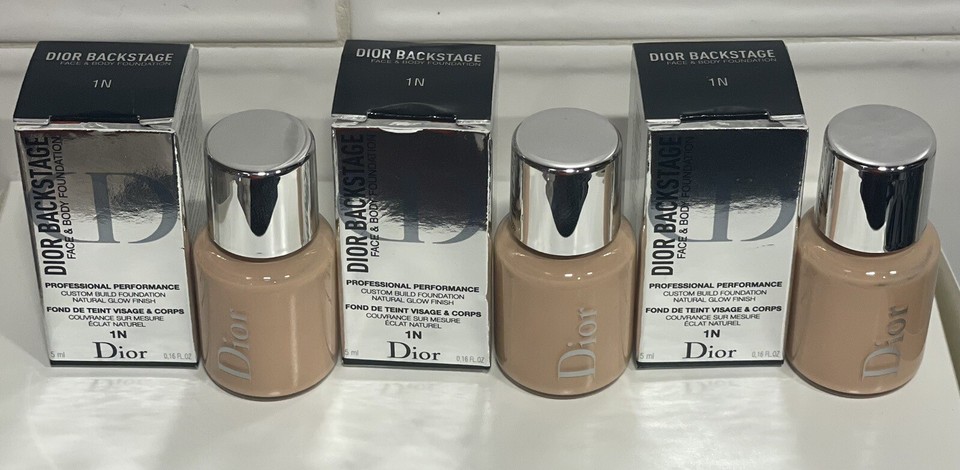3 Dior BackStage 5ml Face & Body Foundation Mini 0.16 oz Color 1N ...