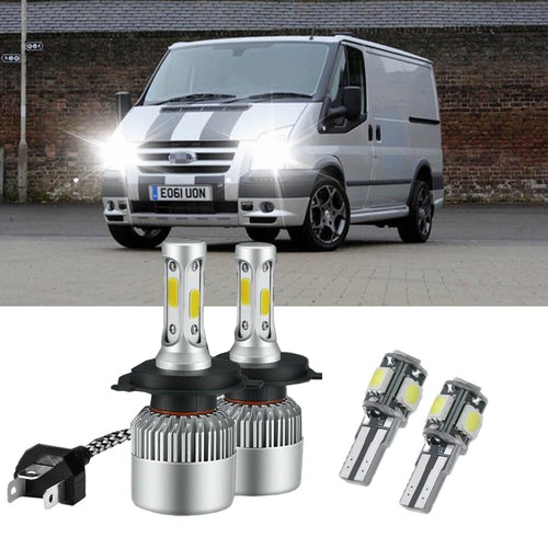 Fits Ford Headlight Transit MK7 White 4x LED High/Low/Side Headlight ...