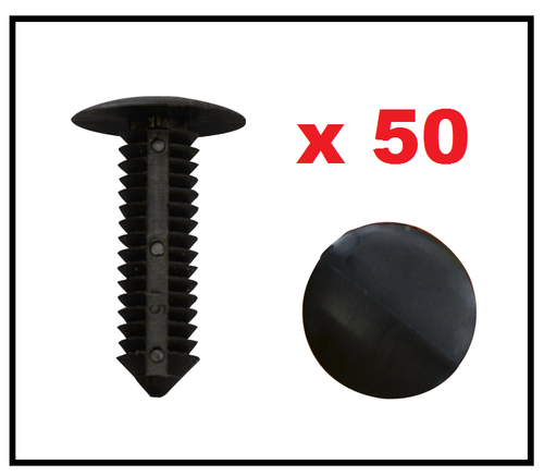 50 x BLACK FIR TREE CLIPS BUMPER PANEL TRIM FASTENERS RETAINERS for 9mm ...