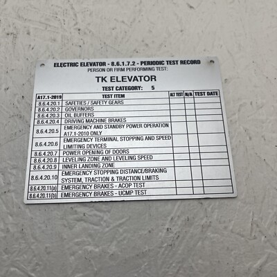 (Qty. 4) Elevator Aluminum Data Tag with Adhesive Backing, 5" x 4.375 ...