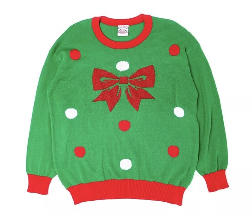 Merry Christmas Sweater Womens XL Ugly Christmas Green Red | eBay