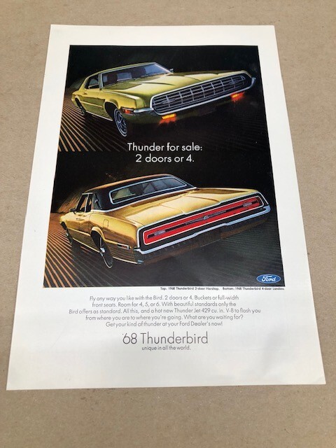1968 Ford Thunderbird "Thunder For Sale"--nice vintage full-color '68 T ...