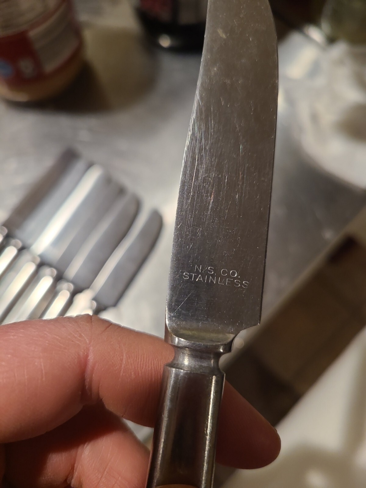 Set of 7 N.S. Co National Silver Stainless Grille Knife Military mess ...