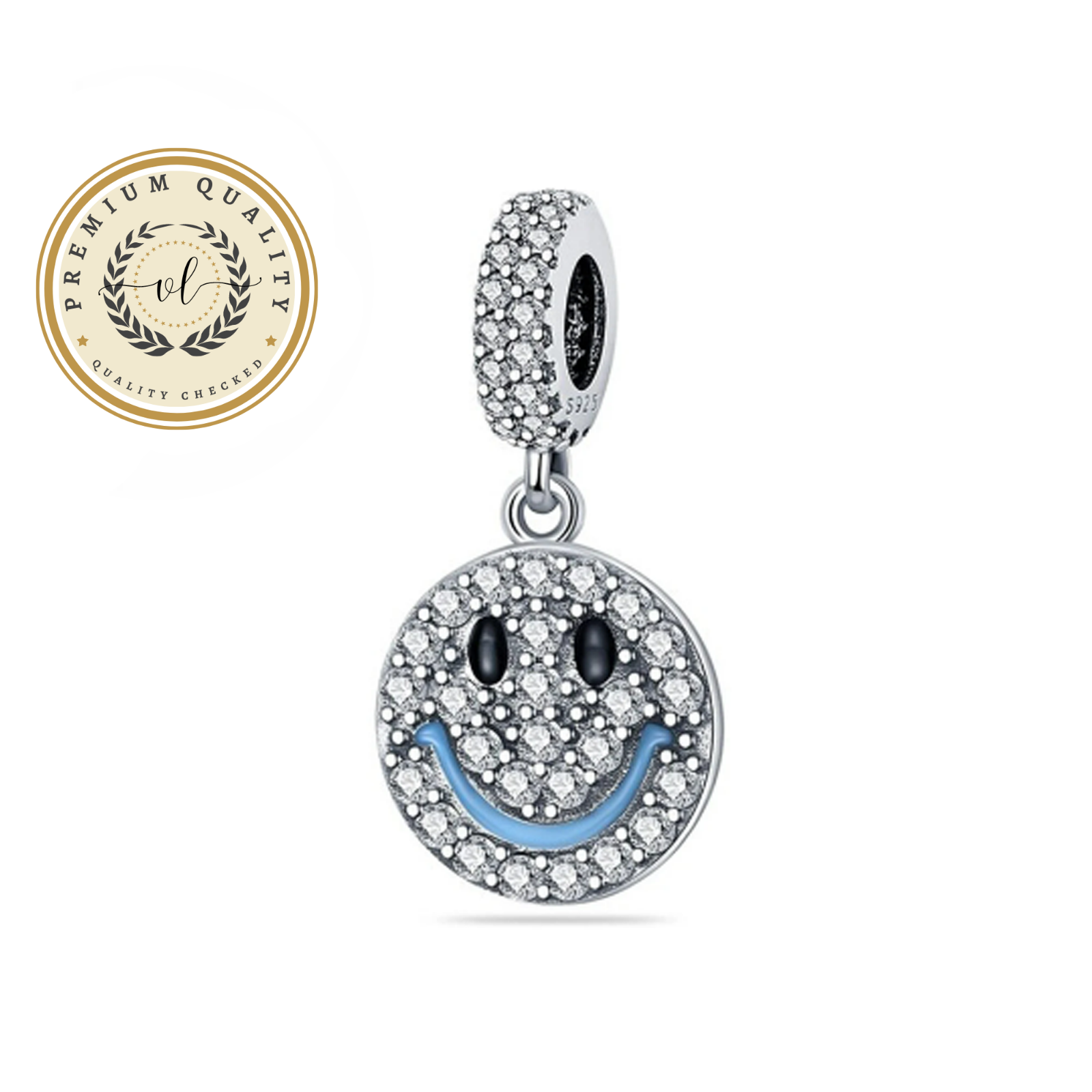 Beaded Smile Face Charm For Bracelet, Sterling Silver Charm | eBay