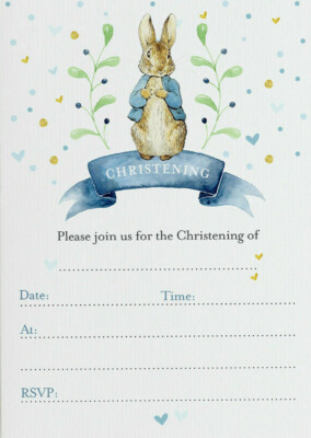 50 Peter Rabbit Christening Invitations Boy BLUE - FREE NEXT DAY ...