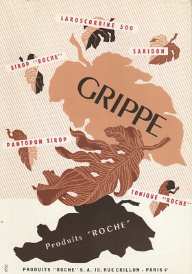 G22 BUVARD pharmaceutique Laboratoire ROCHE GRIPPE Saridon Pantopon ...