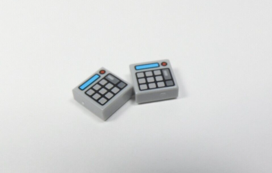 LEGO Lot of 2 Light Bluish Gray 1x1 Printed Tile w/ Keypad Pattern E6 ...