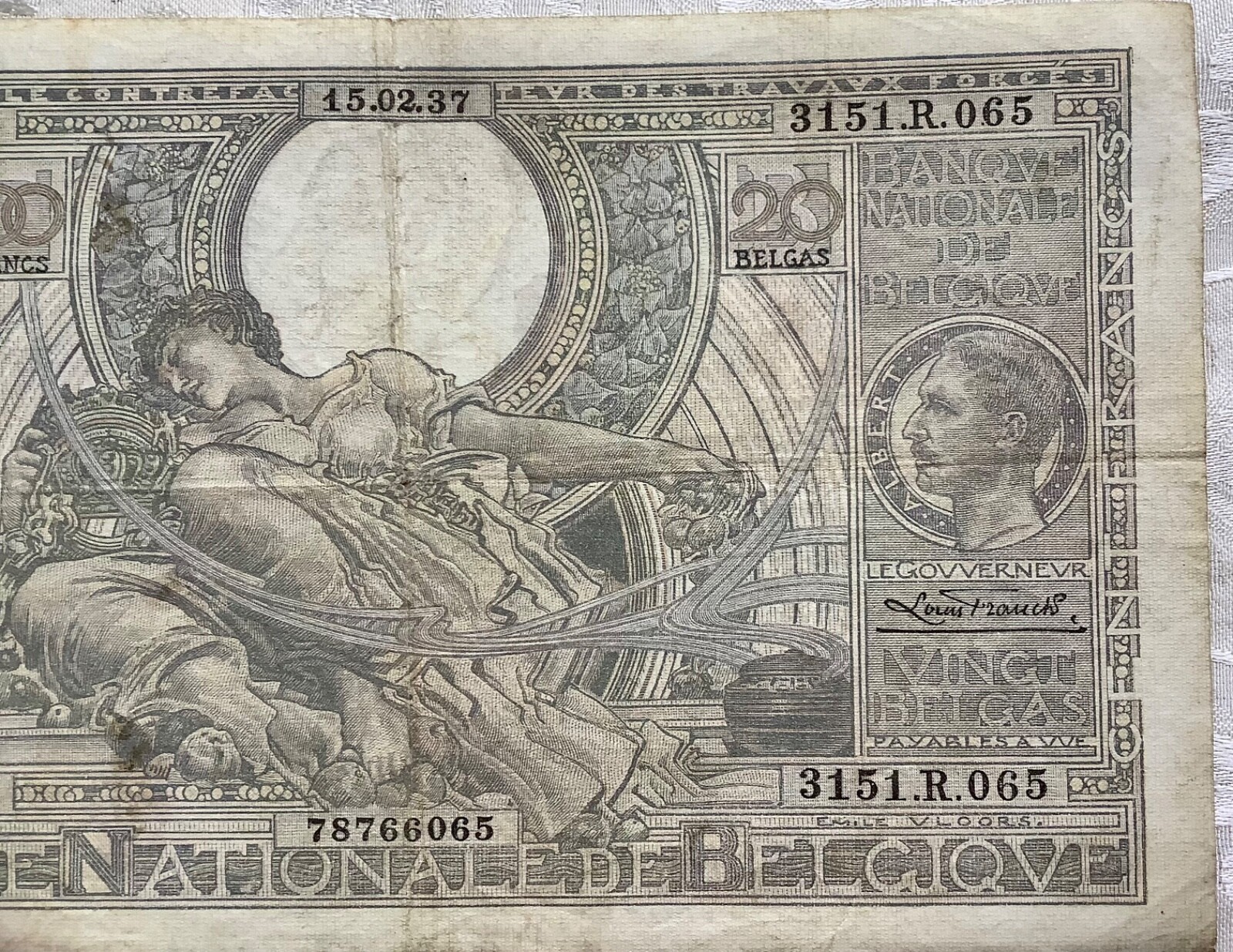 Billet de banque nationale belge 100 francs - 20 belgas 1937 | eBay