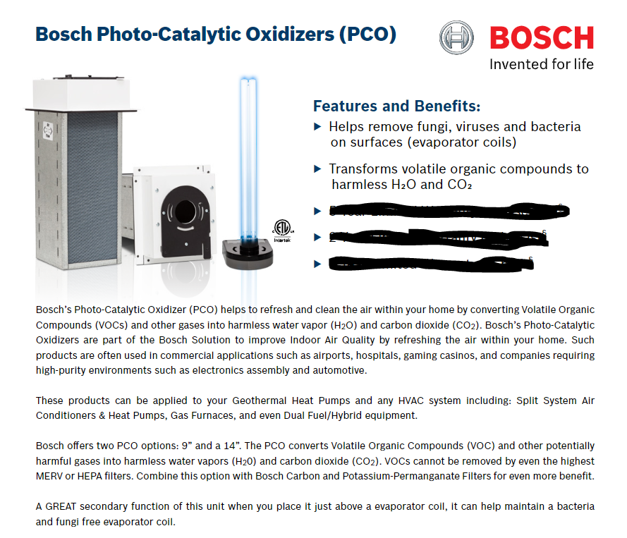Bosch 7738002879, 9" Air Purifier with UV Lights & Whole Home Indoor ...