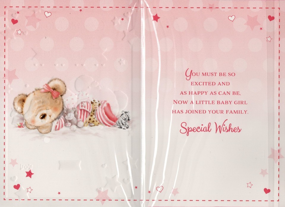 New Baby Girl Card Choice Of Designs For Birth Of Baby Daughter 7"x5 ...