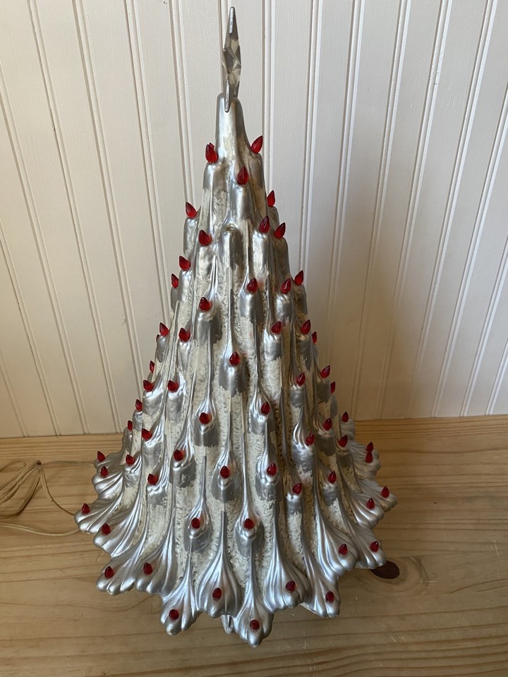 22” - Vtg Rare Atlantic Mold Volcano Lava Ceramic Christmas Tree Base ...