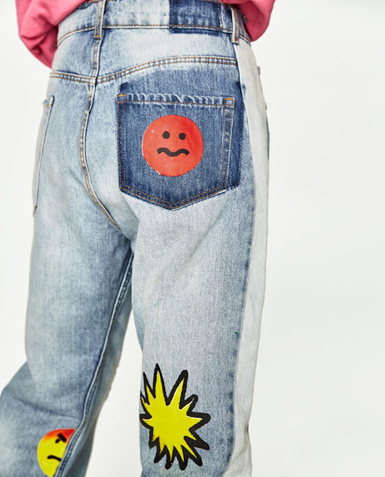 Zara Oil on Denim TRF Cropped Oil Painted Jeans Size 4 | eBay