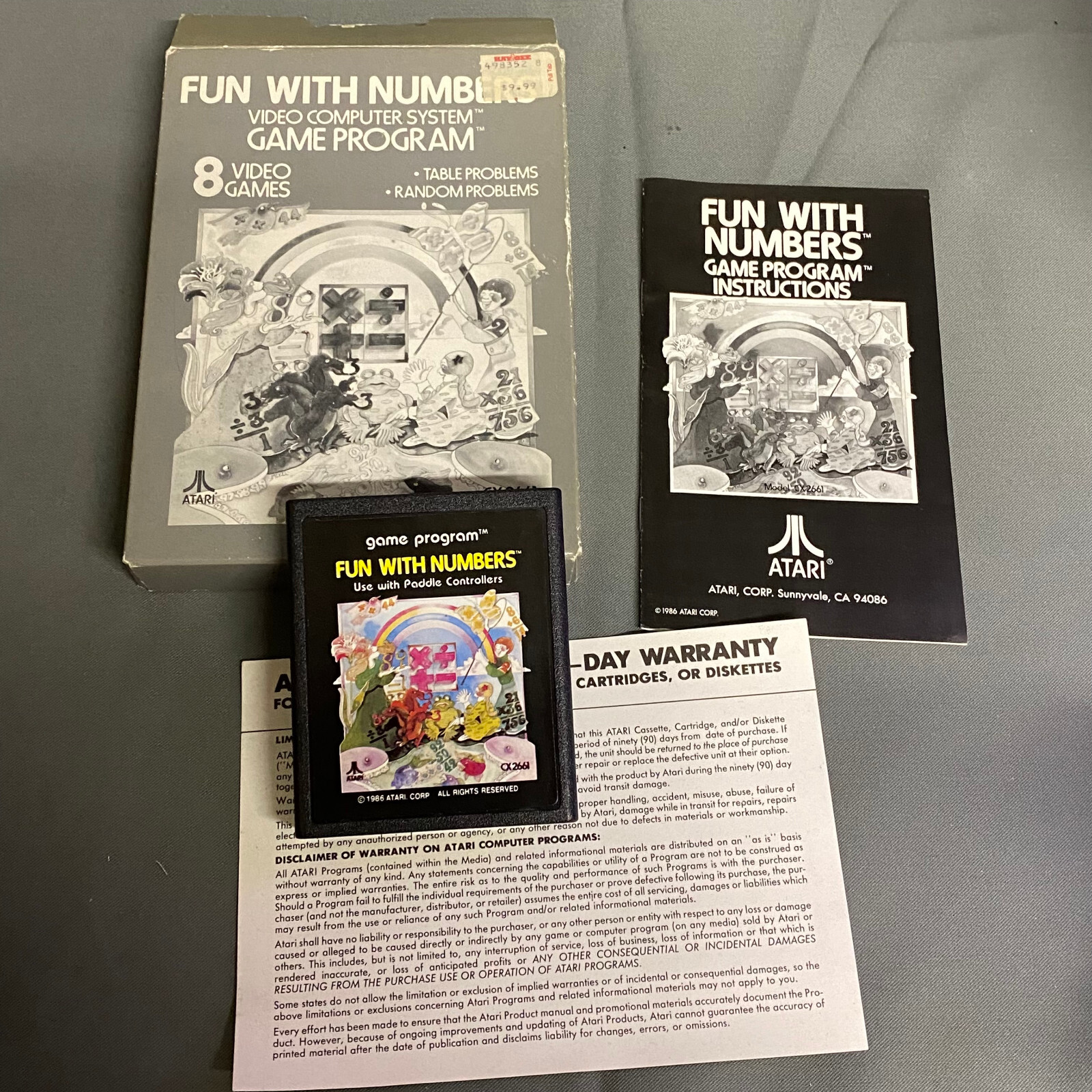 Fun With Numbers (Atari 2600, 1977) Complete RARE GREY GRAY BOX Tested ...