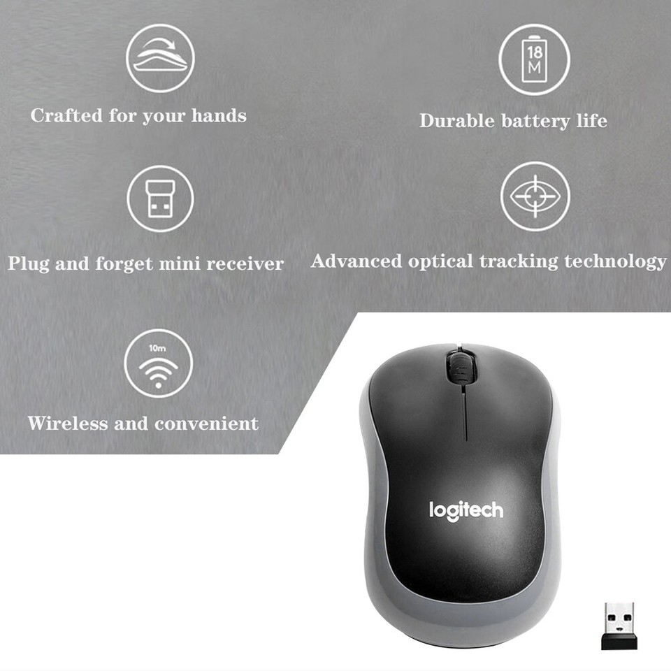 Logitech M185 Wireless Mouse,2.4GHz with USB Mini Receiver ...