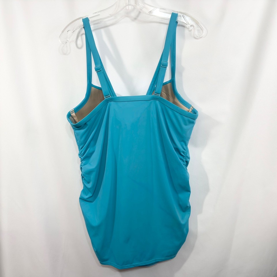 Lane Bryant Swim by Cacique 38DD Tankini Swimsuit Top Ruched Blue Blue ...