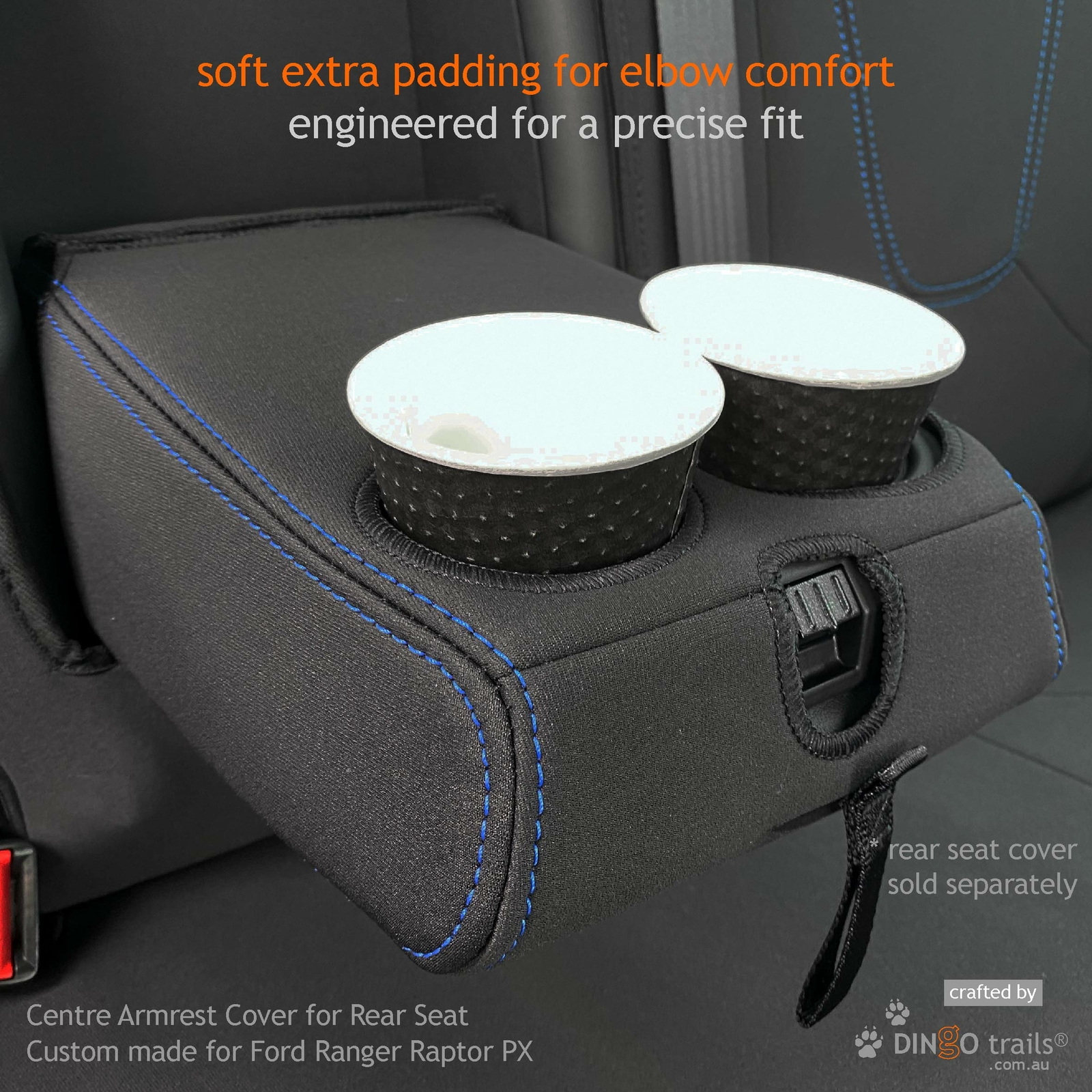 Fit Ford Ranger Raptor PX3(Sep18-Jun22)REAR CENTRE ARMREST Neoprene ...