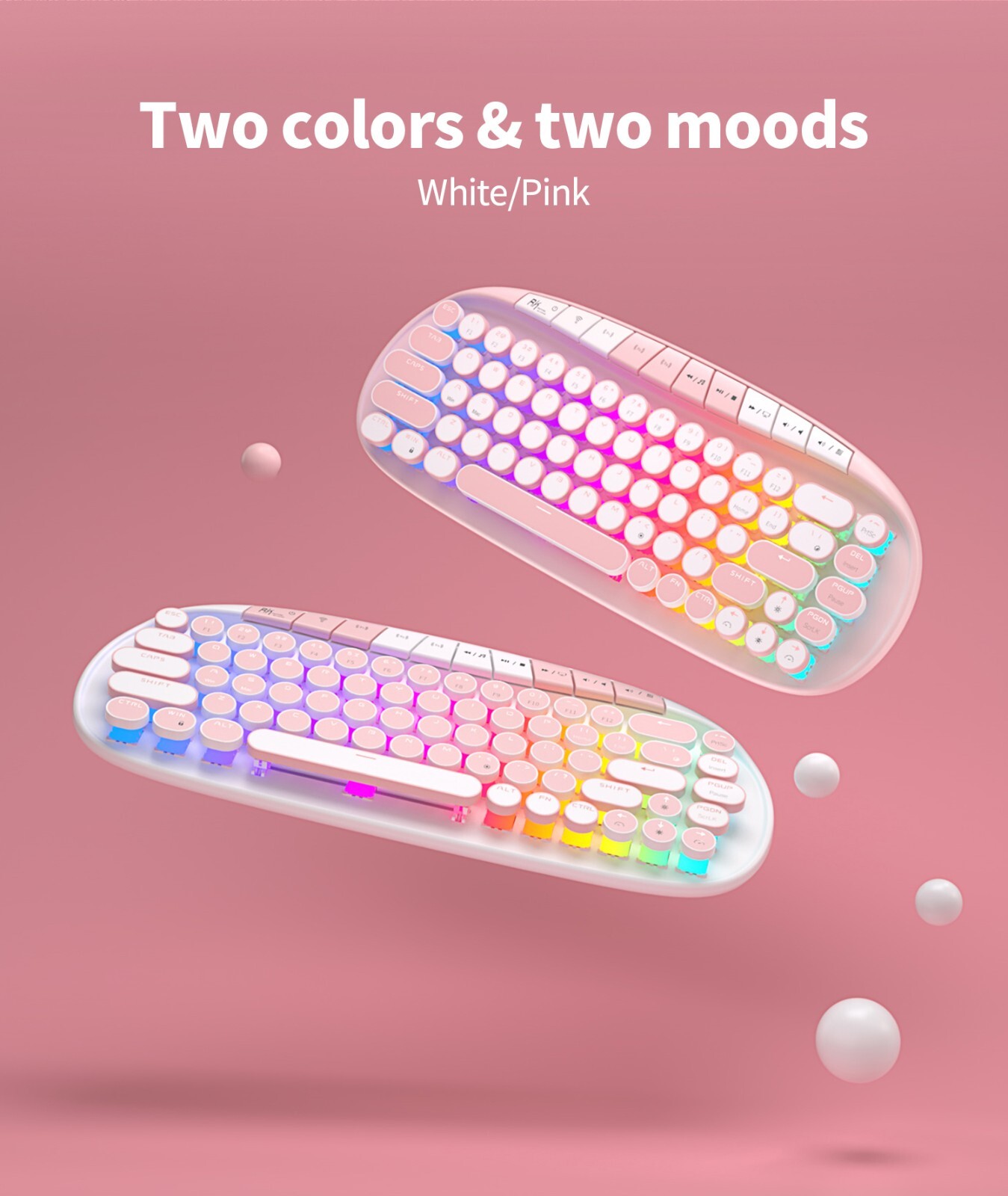 ROYAL KLUDGE RK ROUND Retro Punk Mechanical Keyboard 68 Keys RGB Hot ...