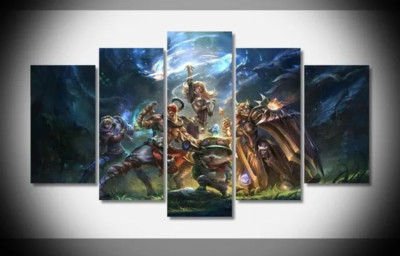 League of Legends LoL Champions Gaming 5 Piece Panel Canvas Wall Art ...