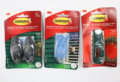 MIXED 3 Pack of 3M Command Outdoor Hooks | eBay