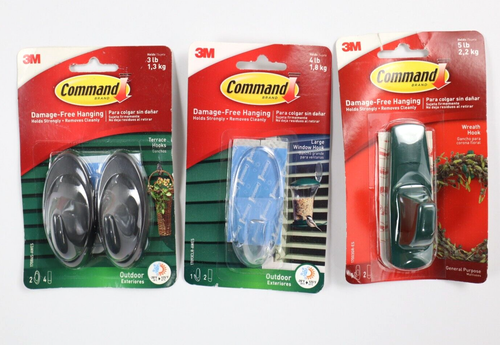 MIXED 3 Pack of 3M Command Outdoor Hooks | eBay