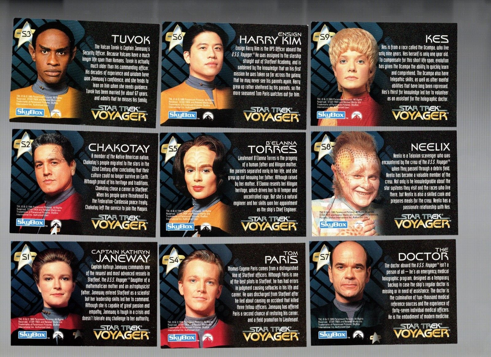1995 SKYBOX STAR TREK VOYAGER SEASON 1 SERIES 1 9-CARD SPECTRA ETCH ...