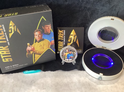 2016-P Star Trek Kirk and Spock 1oz Silver Proof Coin LED Holder and ...