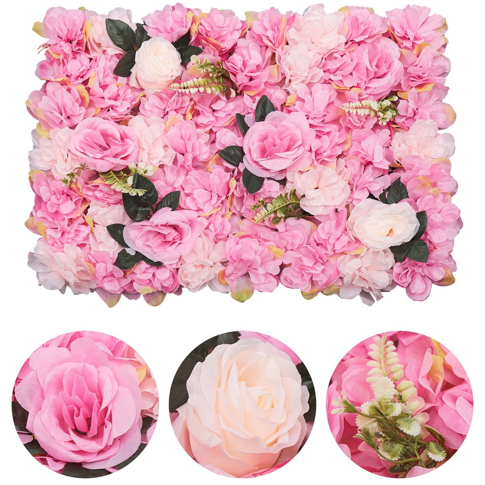 12pcs Artificial Flower Wall Panel Background 3D Pink Silk Dahlia Rose ...