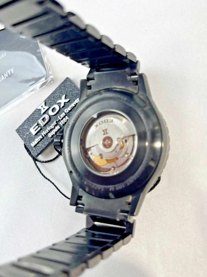 Edox Chronorally 1 Steel 45mm Black Dial Automatic Mens Watch 80094 ...