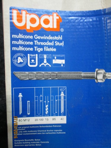 Upat UMV Multicone Gewindestahl Verbunddübel UMV 80 M12/100 - 9 Stück ...