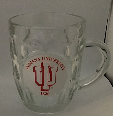 IU Hoosiers Indiana University 12 oz Wide Mouth Mug Clear with Red and ...