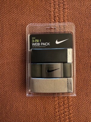 NEW Nike Golf Men's 3 in 1 Web Pack Belts Fits Most Up To 42” Waist Blk ...