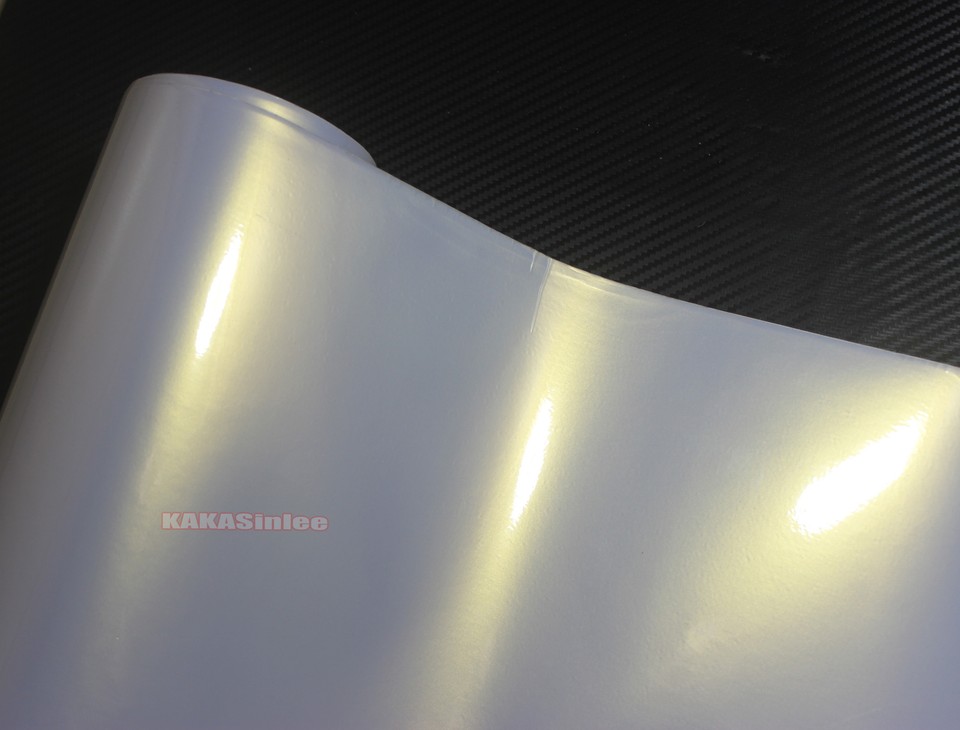 50FT x 5FT Flat White / Gold Pearl Chameleon Chrome Vinyl Wrap Car ...