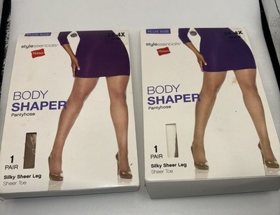 Hanes Body Shaper Pantyhose Silky Sheer ~ Black Plus Size 3X / 4X ~ Lot ...