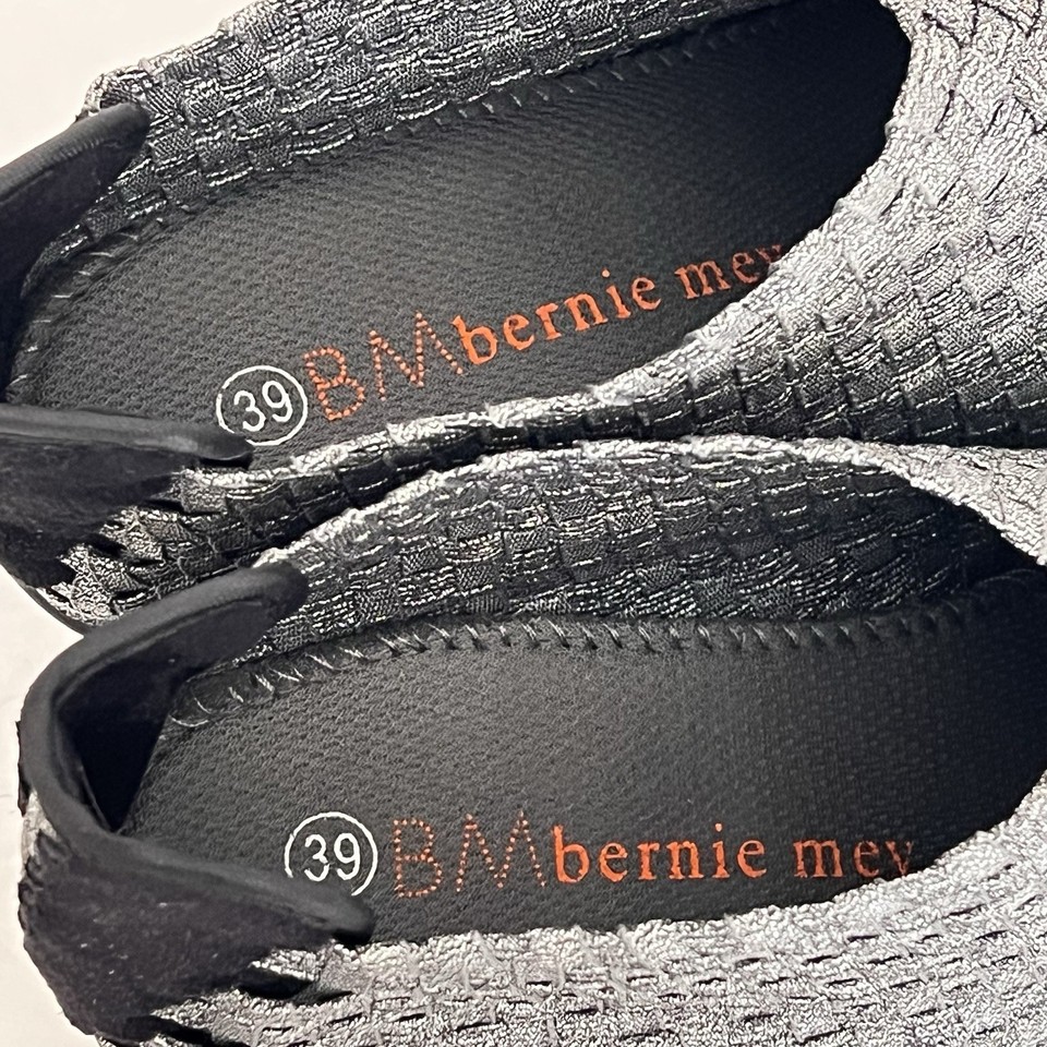 Bernie Mev Chesca Woven Slip On Shoe-Bootie Metallic Silver Pewter EU39 ...