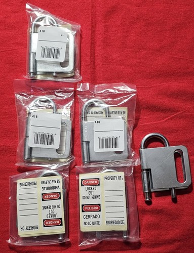 LOT OF 5 - Master Lock Lockout Hasp Snap On Steel Silver, 418, Metal ...