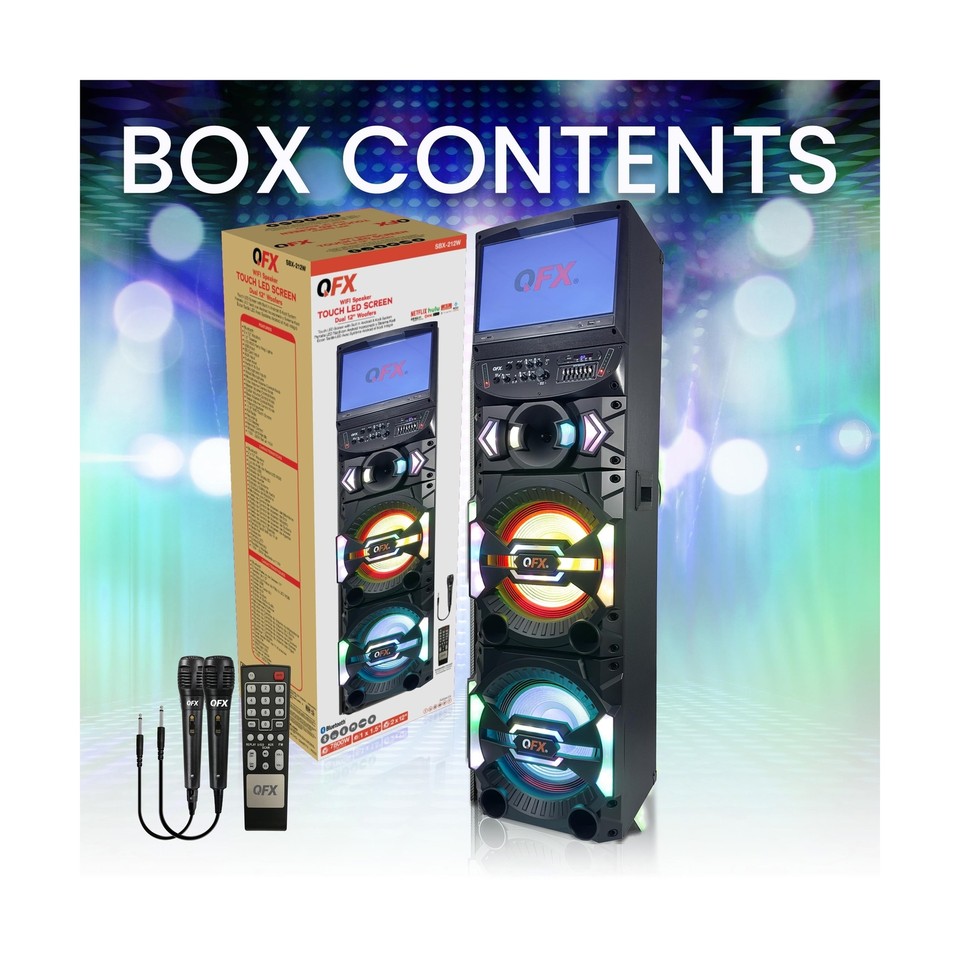 QFX Party Speaker Bundle | SBX-212W Bluetooth Large Party Karaoke ...