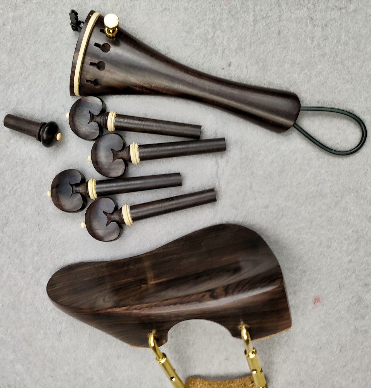 Real Ebony 4/4 Violin Fittings Parts, Violin Pegs Chinrest tailpiece ...